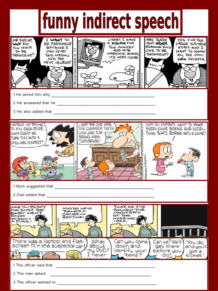 Comic Strips - Reported Speech | Leisure