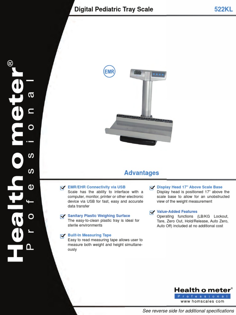 Digital Pediatric Tray Scale: Display Head 17" Above Scale Base EMR/EHR ...