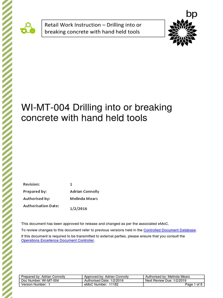 WI MT 004 Drilling Breaking Concrete | Download Free PDF | Drill | Risk ...