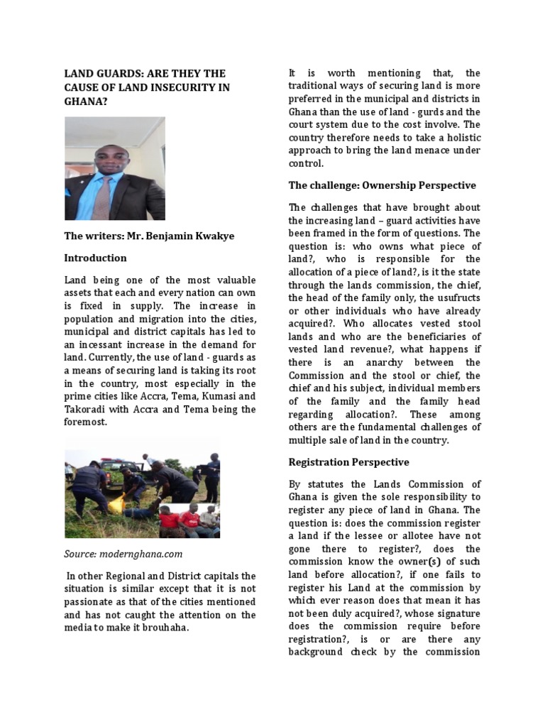 "Land Guards": Are They The Cause of Land Insecurity in Ghana? | PDF ...