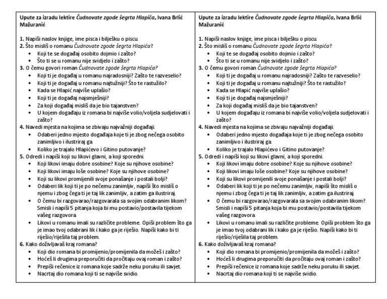 Šegrt Hlapić Lektira | PDF