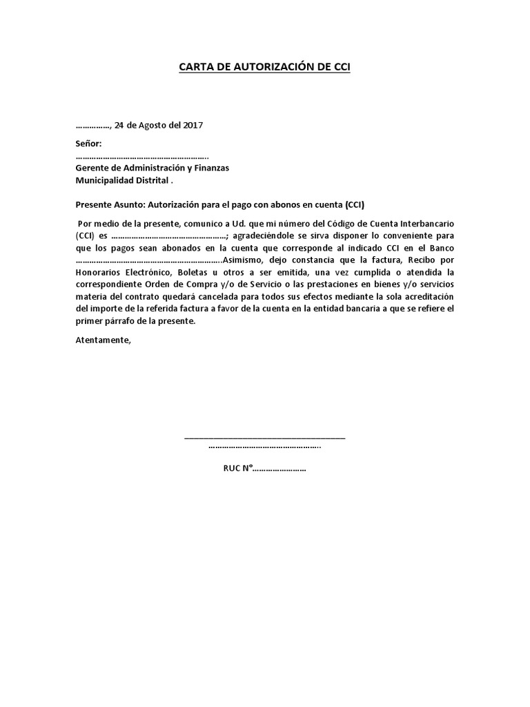 Carta Cci Modelo | PDF
