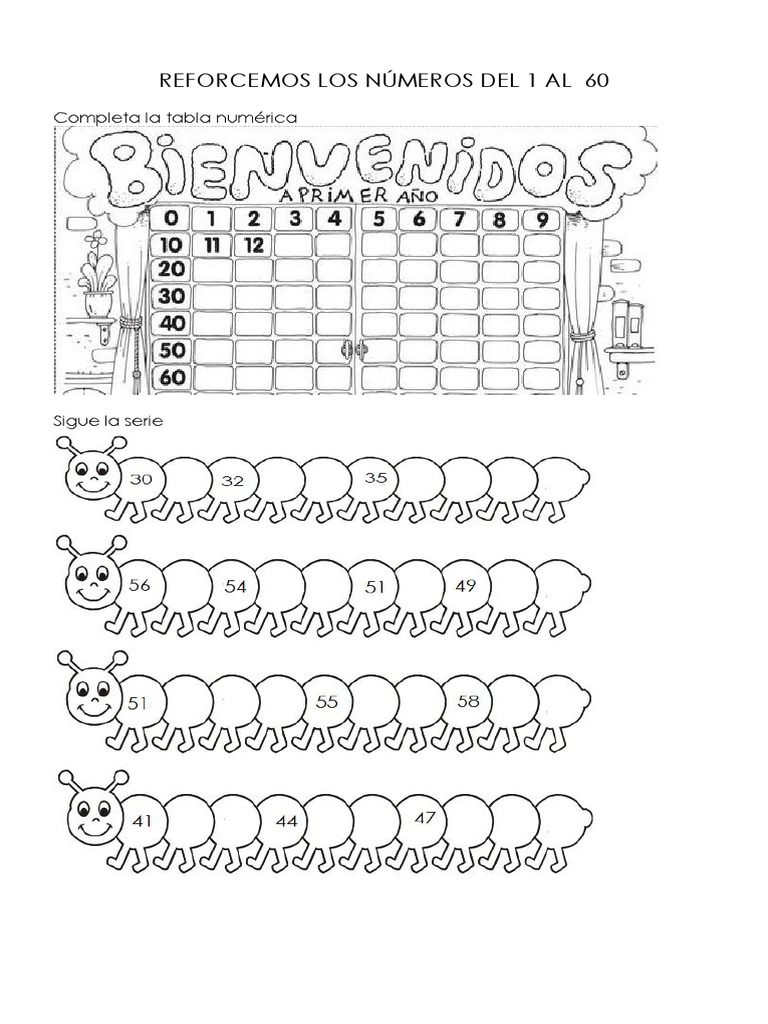 Actividades De Números Del 1 Al 60 Pdf