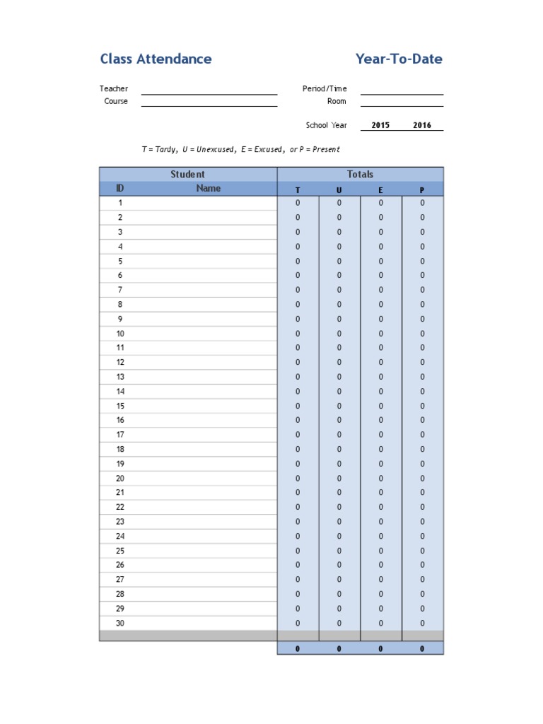 Class Attendance Yearly | PDF