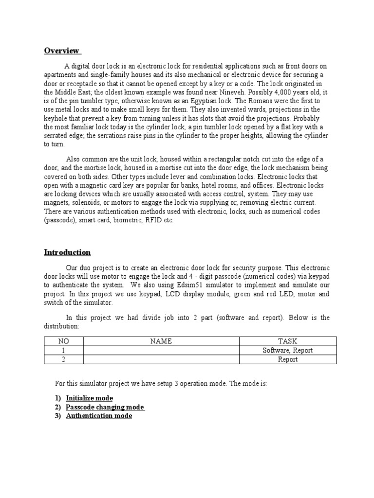 1) Initialize Mode 2) Passcode Changing Mode 3) Authentication Mode ...
