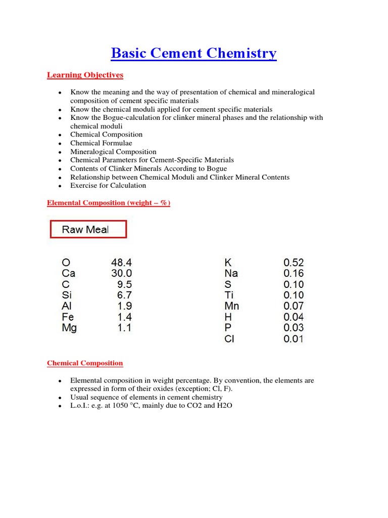 Basic Cement Chemistry | PDF | Chemical Substances | Chemical Compounds