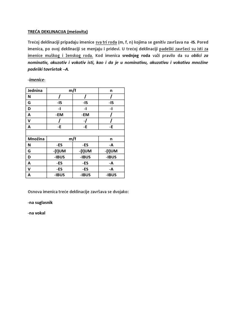 Treća Deklinacija | PDF