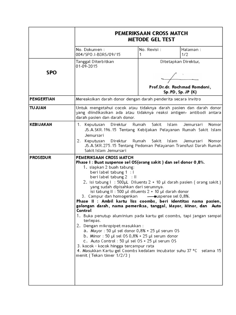 04 Spo Cross Matching Med Gel | PDF