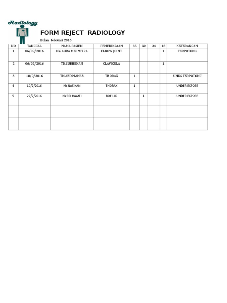 Form Reject Radiology | PDF