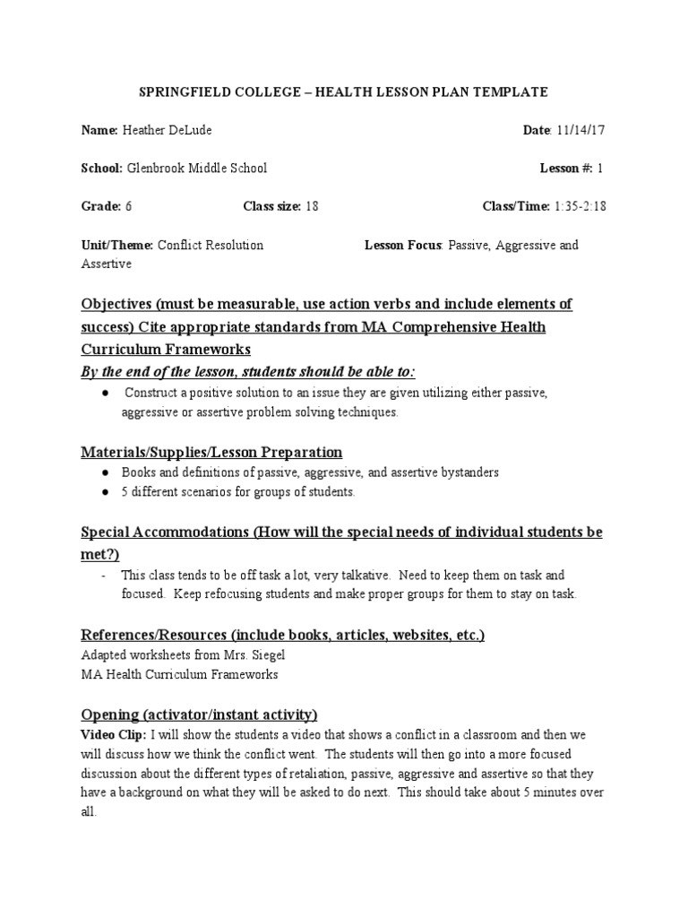 6th Grade Conflict Resolution Lesson | PDF | Career & Growth