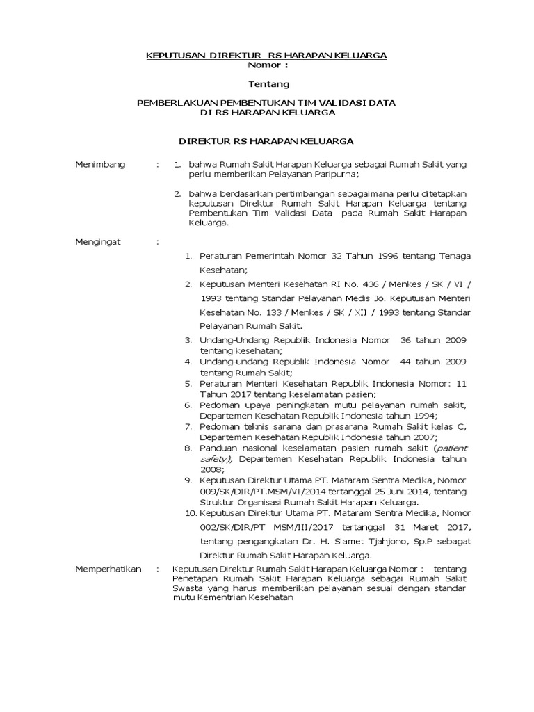 SK Tim Validasi Data | PDF