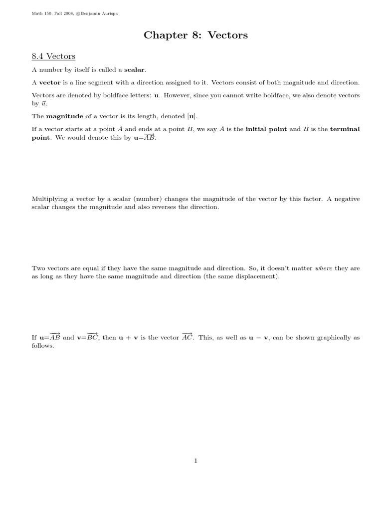 Vectors Chapter | PDF | Euclidean Vector | Norm (Mathematics)