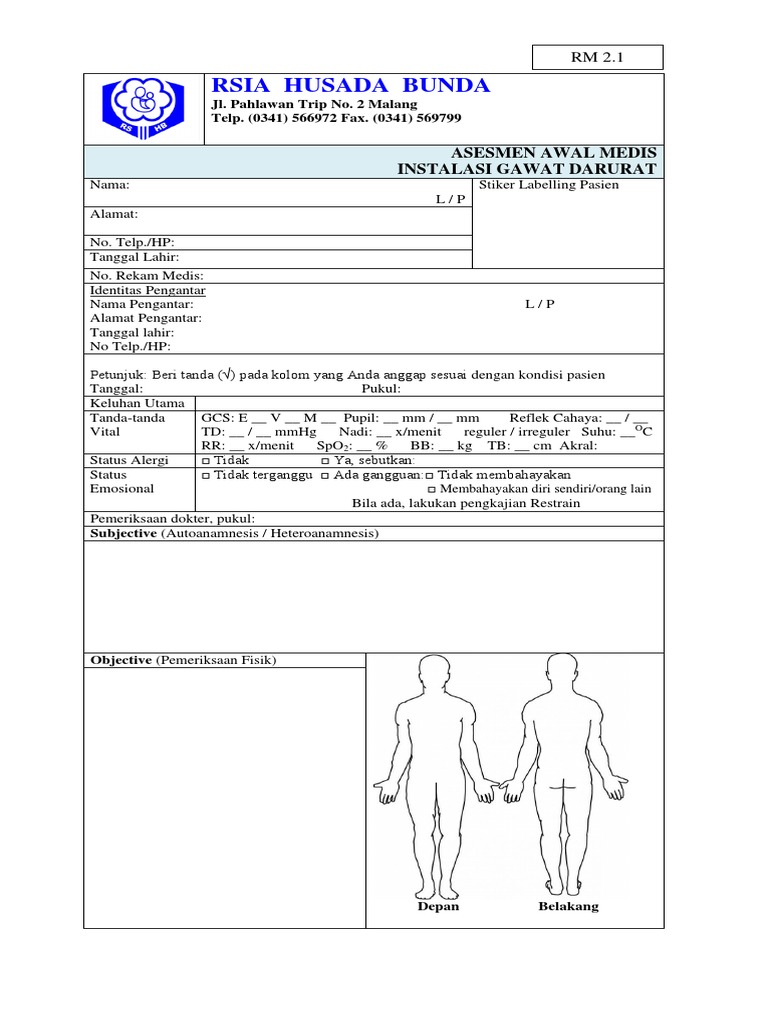 !!!form Fix (2.1 Asesmen Awal Medis Igd) Alt | PDF | Sains & Matematika