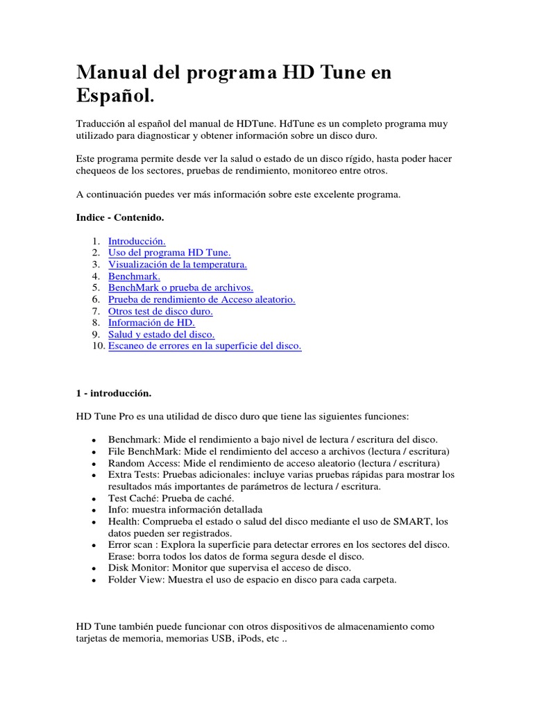 Manual Del Programa HD Tune en Español | PDF | Disco duro | Caché (Computación)