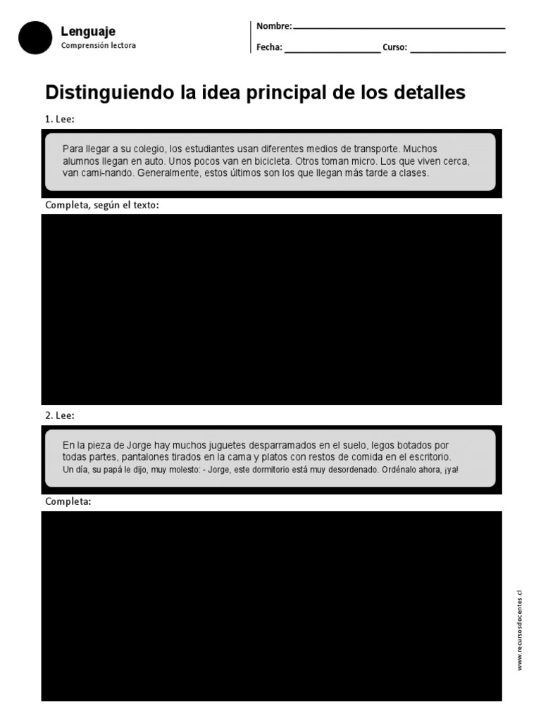 Comprension Lectora Hallando La Idea Principal | PDF | Escuelas