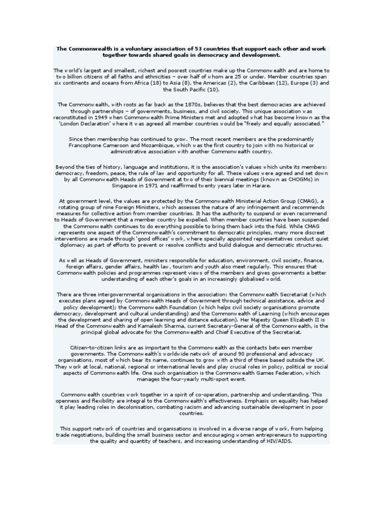 The Commonwealth | PDF | Commonwealth Of Nations | Dominion