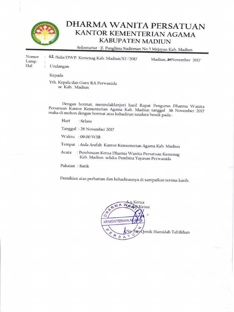 Contoh Ralat Surat Undangan - Delinewstv