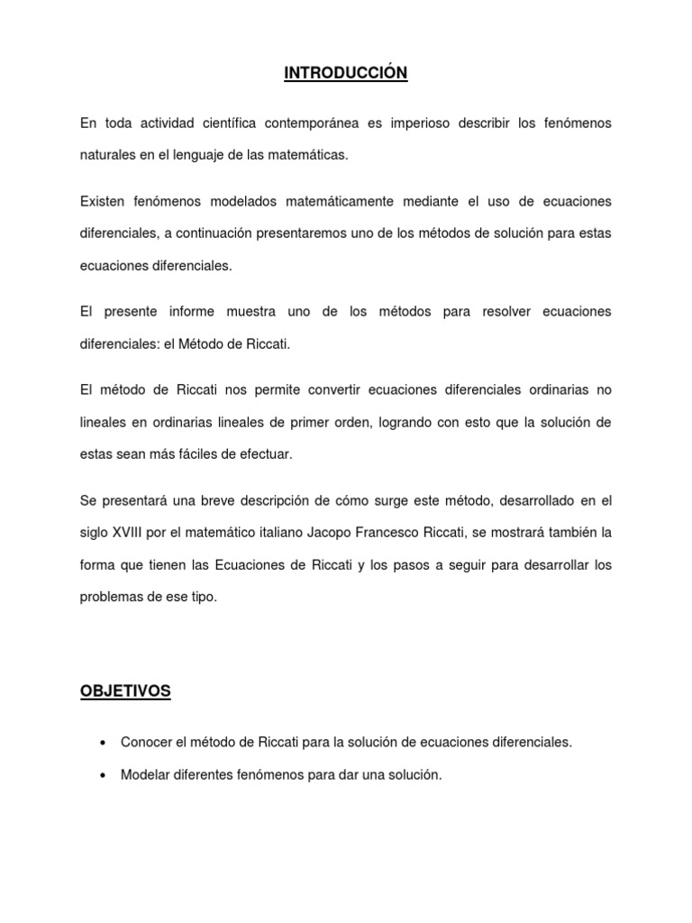 Ecuación Diferencial de Riccati | PDF | Ecuaciones | Verdad lógica