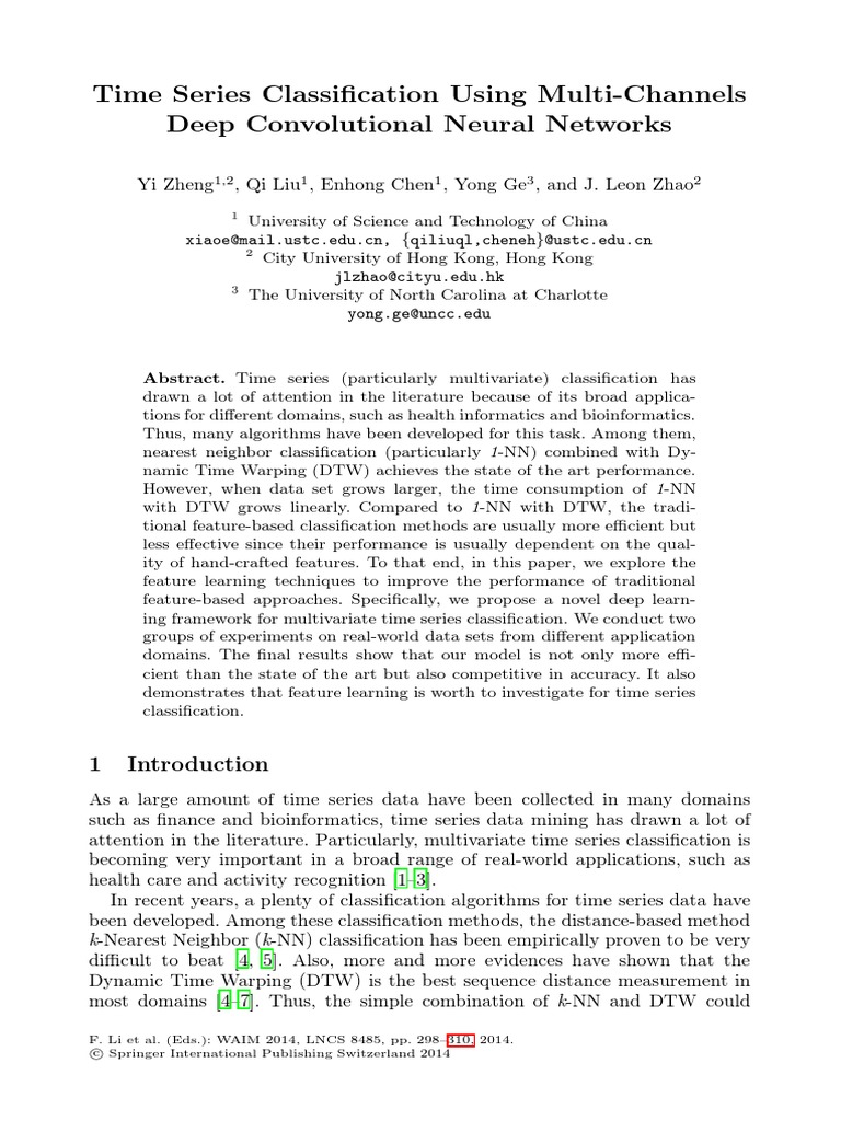 Time Series Classification Using Multi-Channels Deep Convolutional Neural Networks | PDF ...