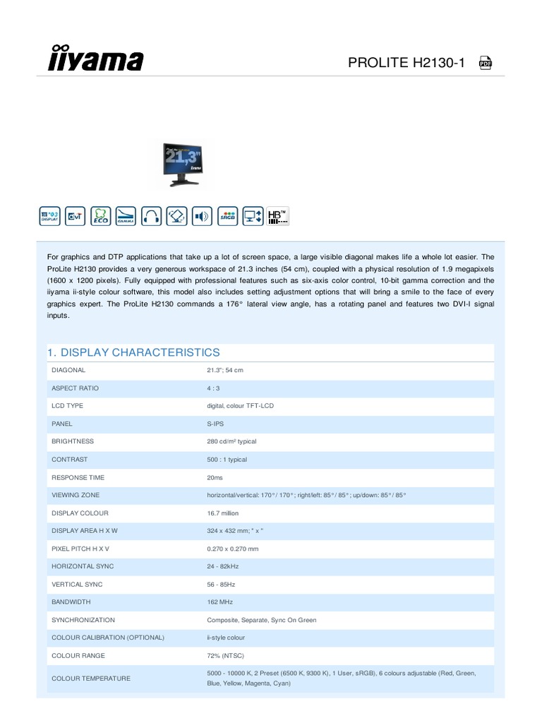 Prolite h2130-1 (1509446895) | PDF | Display Resolution | Computer Monitor