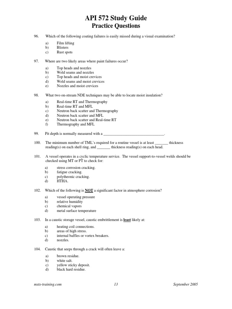 API 572 Exam Prep Guide | PDF | Technology & Engineering