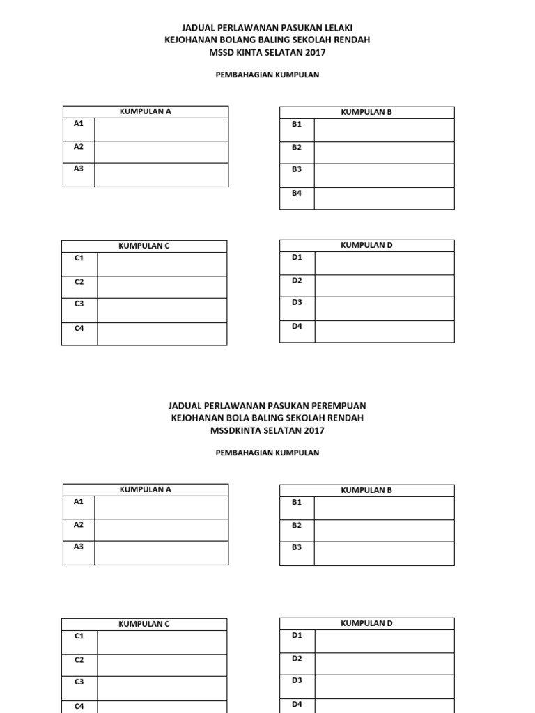 Jadual Perlawanan Pasukan Lelak1 1 | PDF