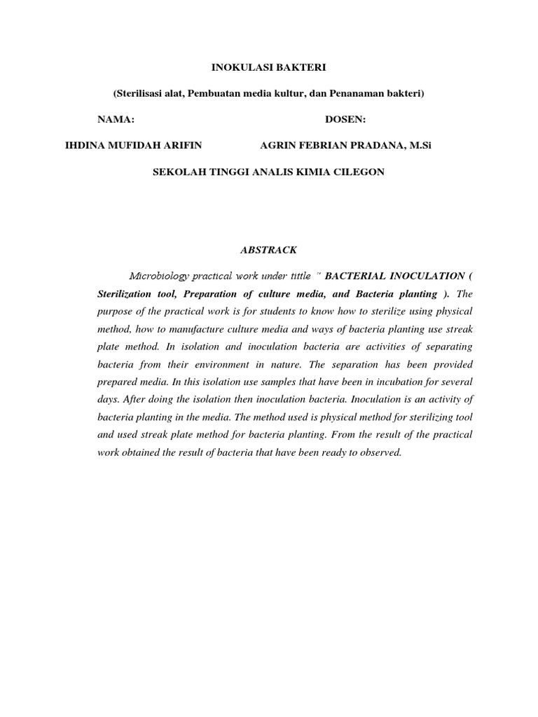 Inokulasi Bakteri | PDF