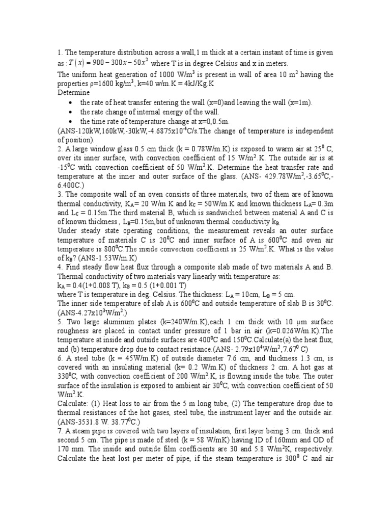 Heat Transfer Practice Problem | PDF | Heat Transfer | Thermal Insulation