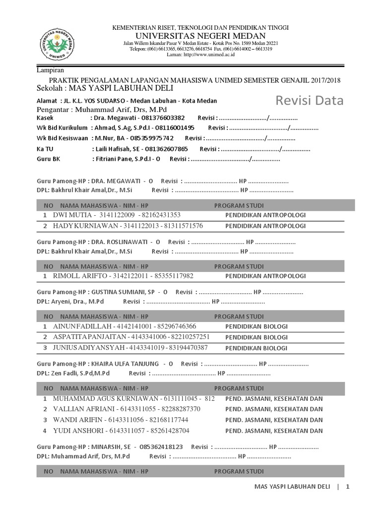 Revisi Data Printout | PDF