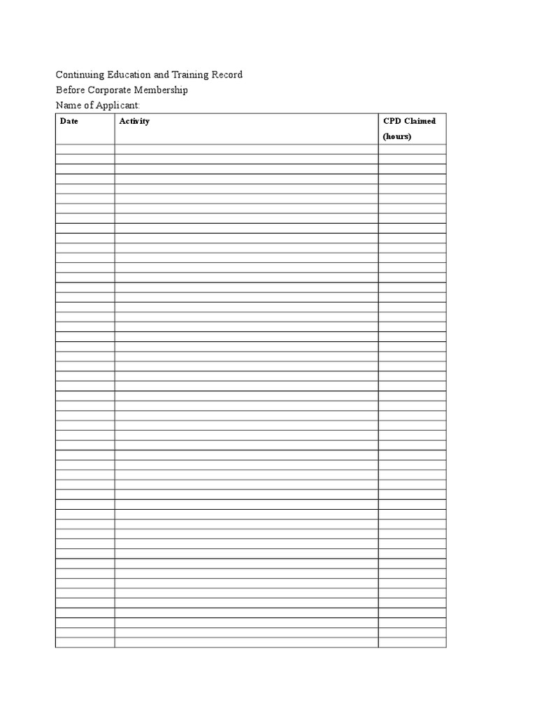 CPD Record Blank Form | PDF