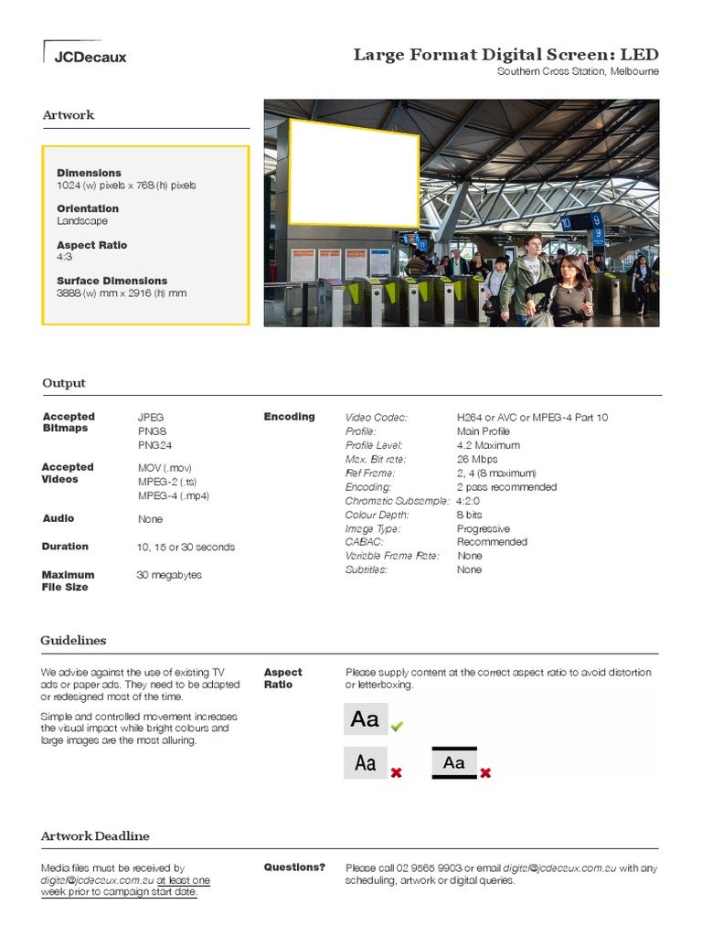 JCDecaux Digital Specs - Large Format Digital Screen LED - 0 | PDF