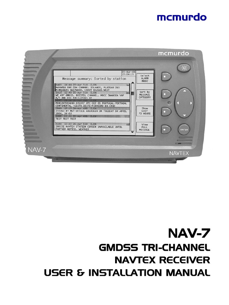 Mcmurdo Smartfind Nav-7 Navtex User Manual | PDF | Electronics ...