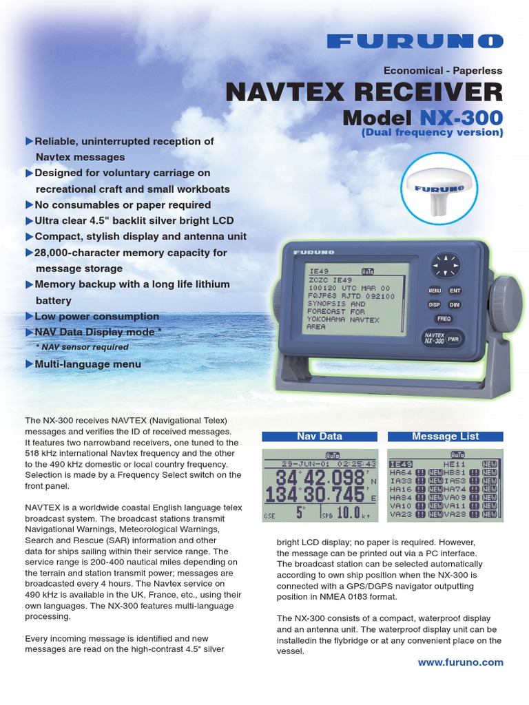 NAVTEX Receiver NX-300 Overview | PDF | Electronics | Telecommunications
