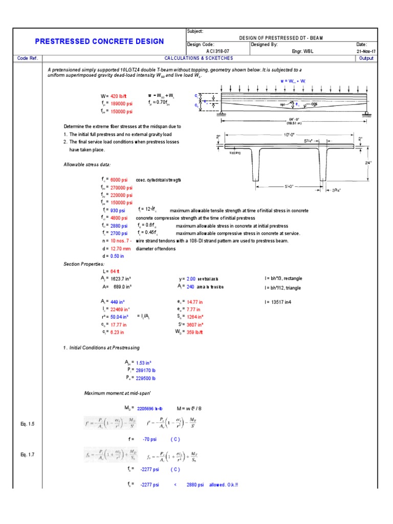 Prestressed Beam | PDF | Strength Of Materials | Beam (Structure)