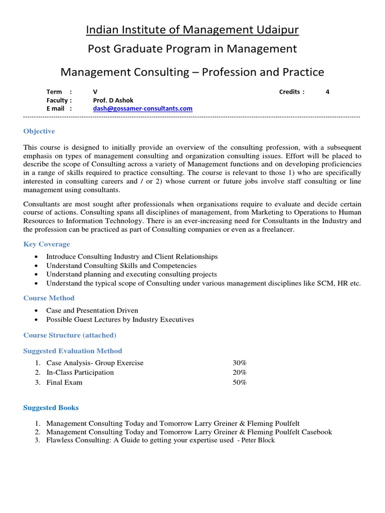 Management Consulting - Course Outline | Download Free PDF | Consultant ...
