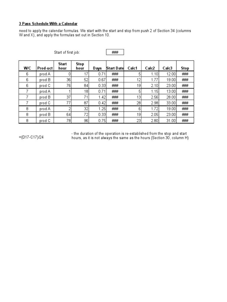 3 Pass Schedule With A Calendar | PDF
