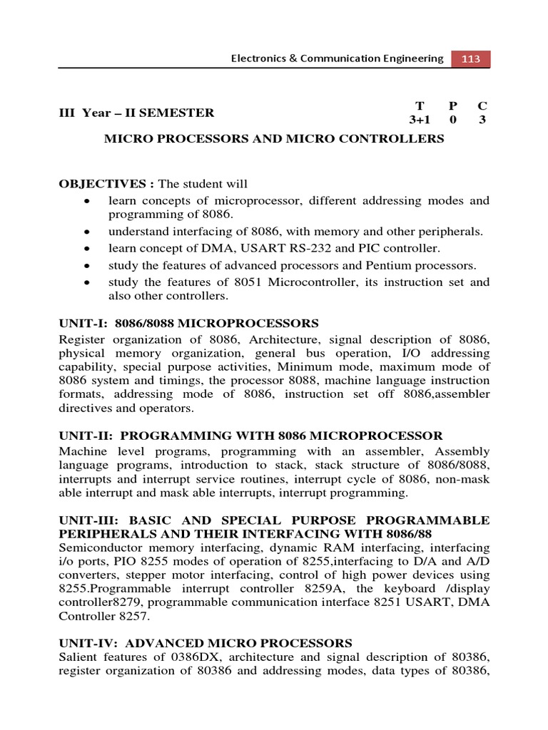 MPMC Syllabus | PDF | Microcontroller | Arm Architecture