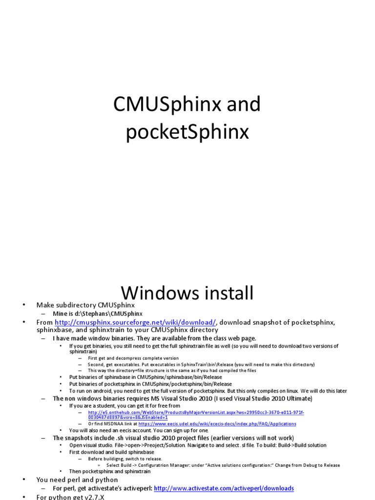 Pocket Sphinx | PDF | Microsoft Visual Studio | Text File