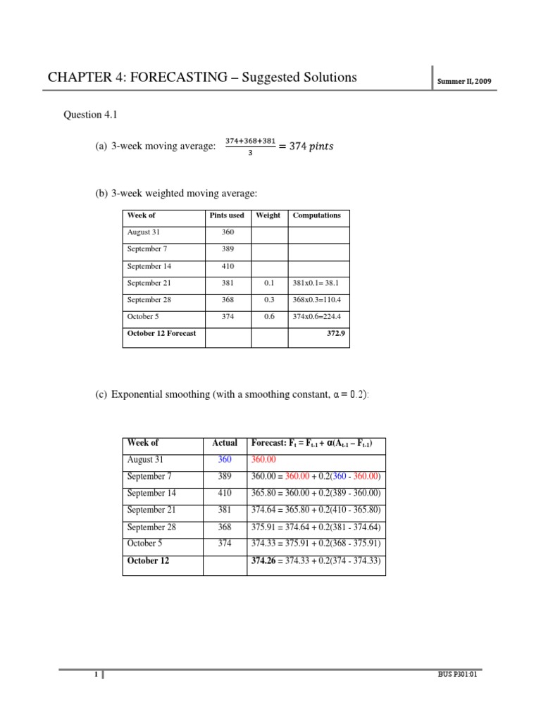 Chap4 - Practice Questions PDF | PDF | Moving Average | Forecasting