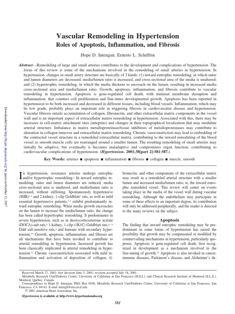 Vascular Remodeling in Hypertension: Roles of Apoptosis, Inflammation ...