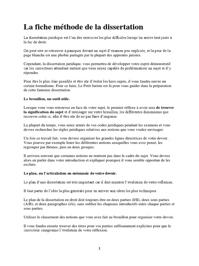 La Fiche Méthode de La Dissertation | PDF | Sujet (Grammaire) | Science