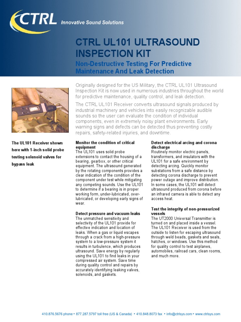 Brosur CTRL UL101 Ultrasound Inspection Kit PDF | PDF | Ultrasound | Leak