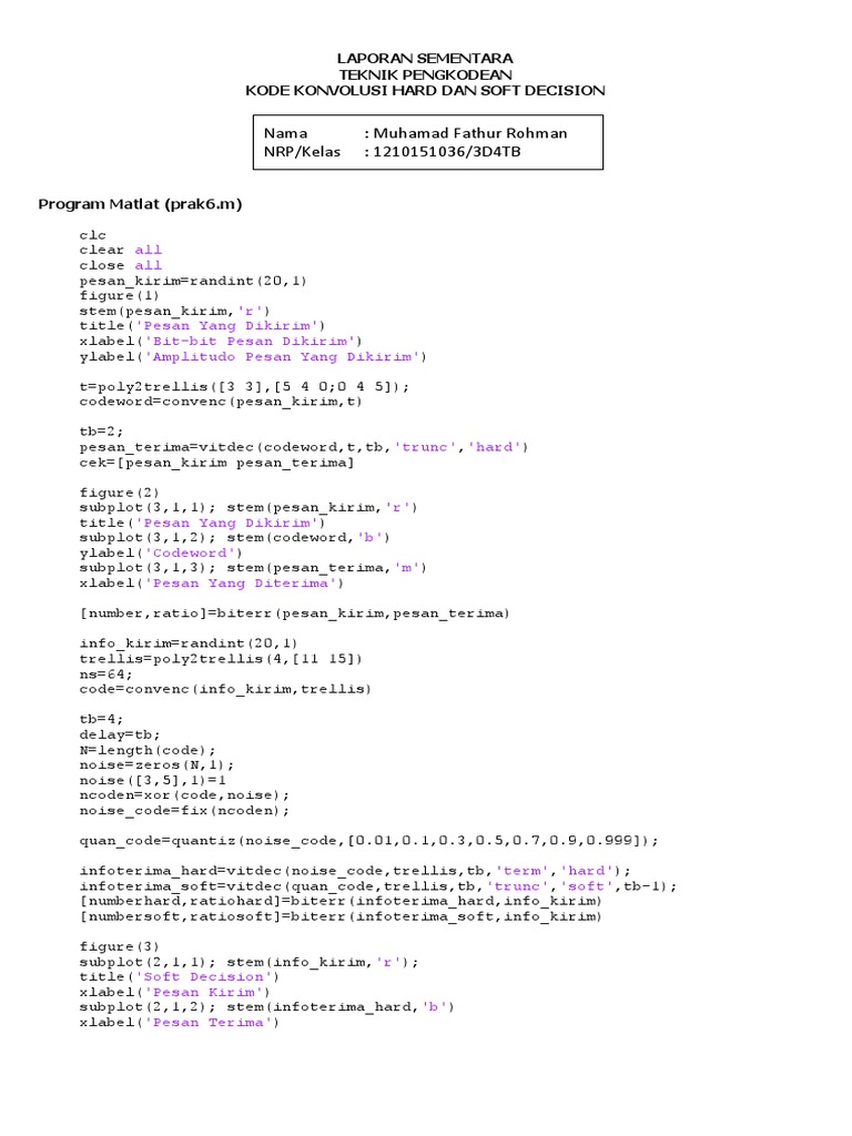 Teknik Pengkodean Kode Konvolusi Menggunakan Metode Hard Dan Soft Decision | PDF
