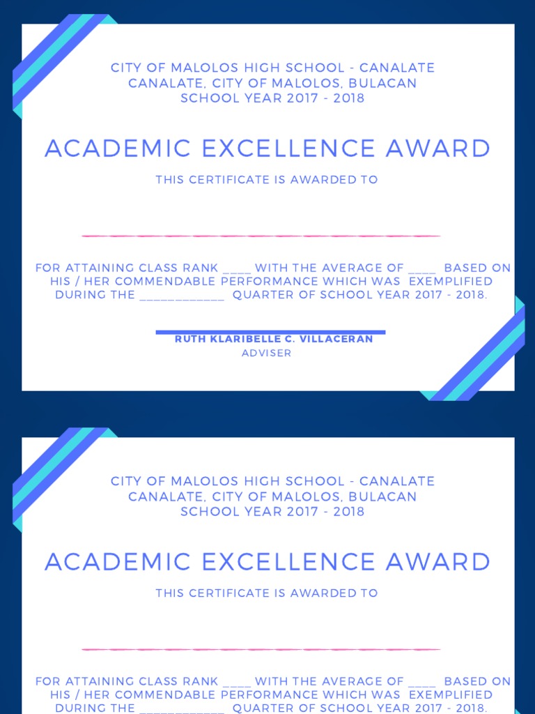Malolos High School Awards for Excellence | PDF | Behavior Modification ...