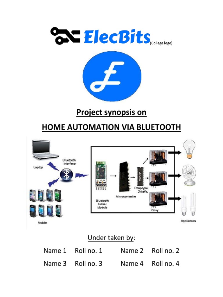 Project synopsis on Home Automation Via Bluetooth | Bluetooth | Home Automation