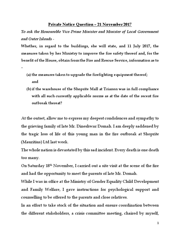 PNQ Mauritius Fire and Rescue Service 21 Nov 2017 | PDF | Fire Safety ...