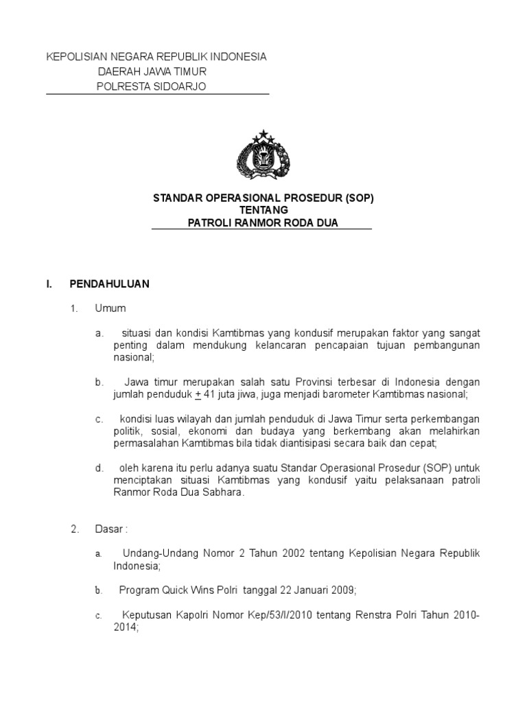 SOP Patroli R2 | PDF