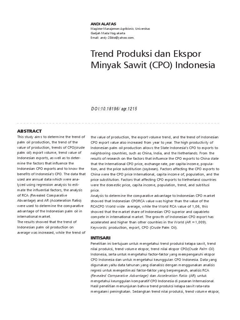 Trend Produksi Cpo | PDF