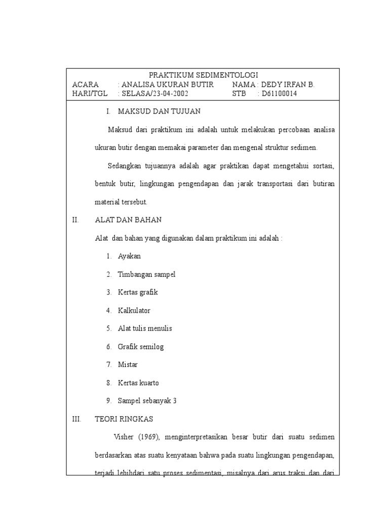 Analisa Ukuran Butir Sedimen | PDF