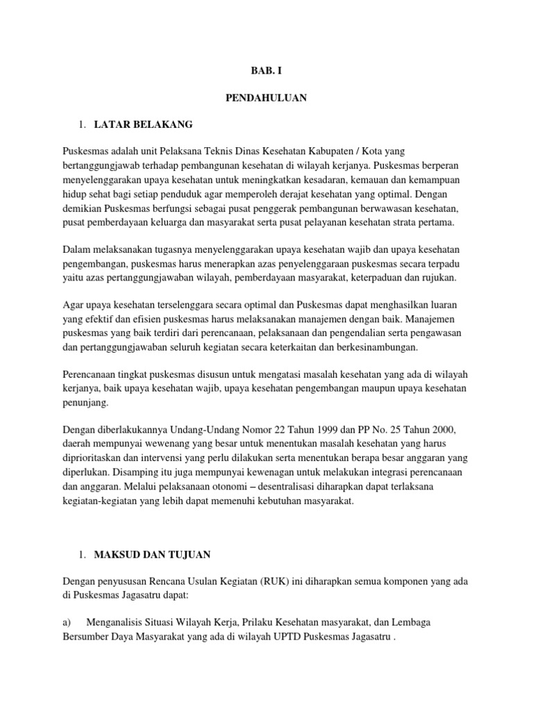 Contoh Narasi Ruk Puskesmas | PDF
